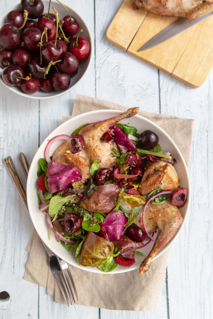 Salade de perdrix aux cerises - Je cuisine du gibier
